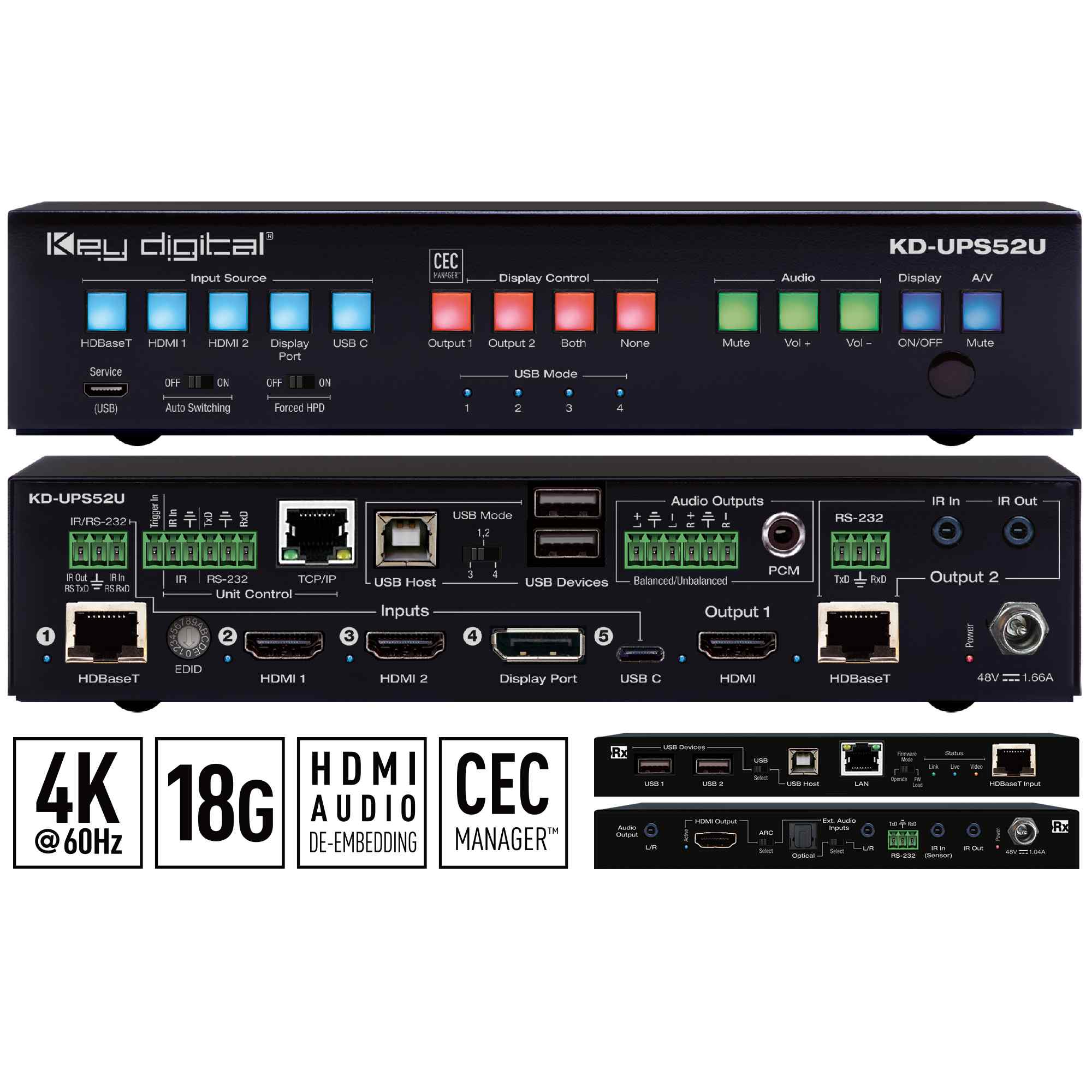 Key Digital Kdups52u 5 Input 2 Mirrored Output Multi Format Presentati